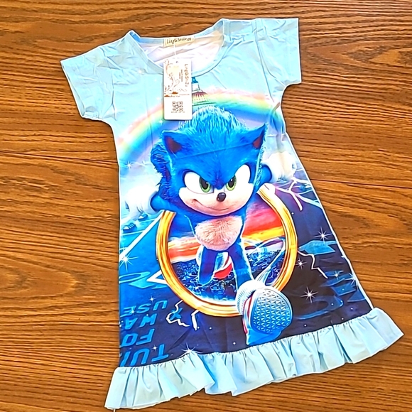 Dresses | Sonic The Hedgehog Costume Girls Super Cute Nightgown Dress ...
